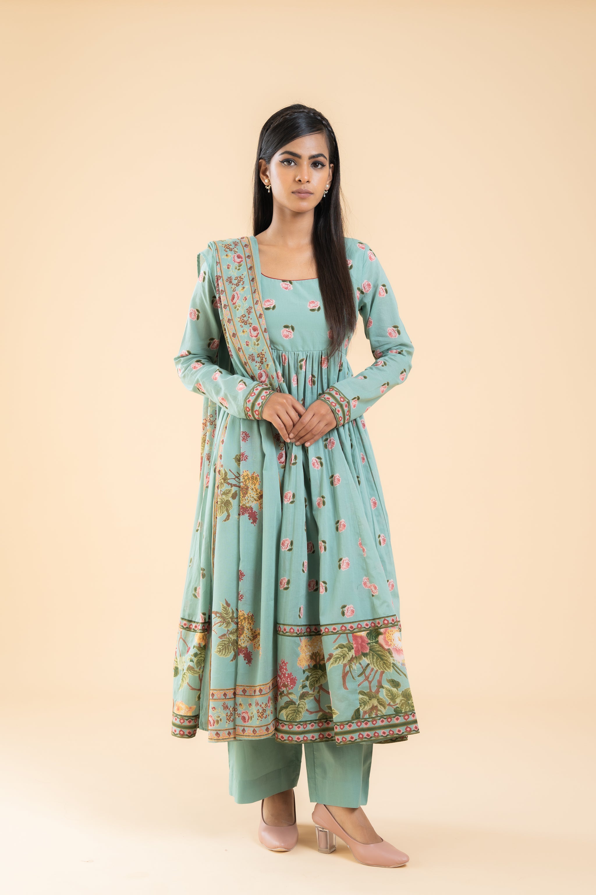 SAGE GREEN RASHIKA ANARKALI SET OF 3
